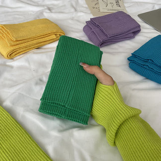 Cozy Winter Cashmere Solid Color Gloves Long Knitted Cuff Gloves G2 ...