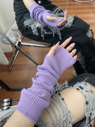 Cozy Winter Cashmere Solid Color Gloves Long Knitted Cuff Gloves G2 ...