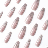 Snowflake Cascade | Long Coffin Manicure | Press On Nails N501 – Evevey